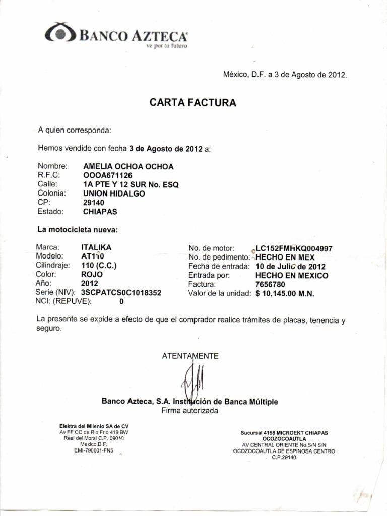 Carta Factura | PDF