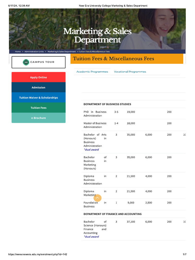 New Era University College Marketing & Sales Department | PDF