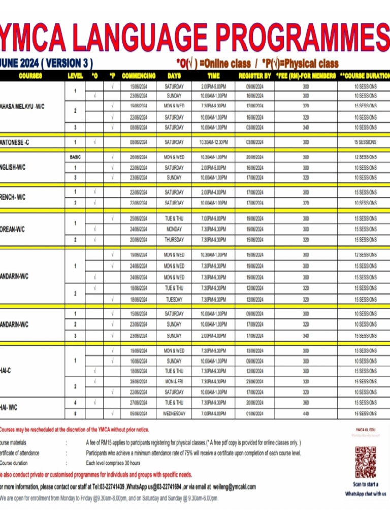 Language Schedule For JUNE 2024 (Version 3) | PDF