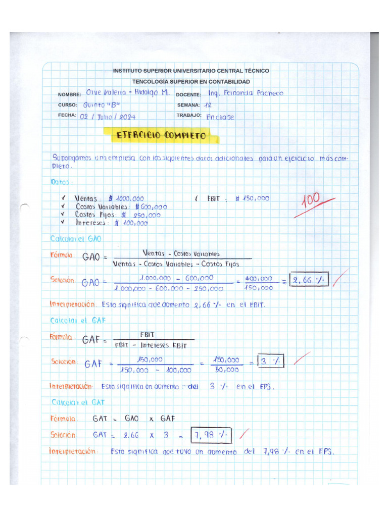 EJERCICIO COMPLETO - ORVE - HIDALGO | PDF
