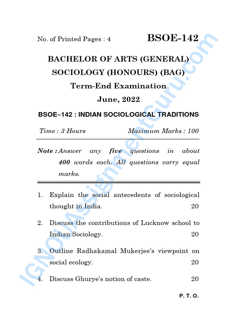 June - 2022 BSOE-142 | PDF | Liberal Arts Education