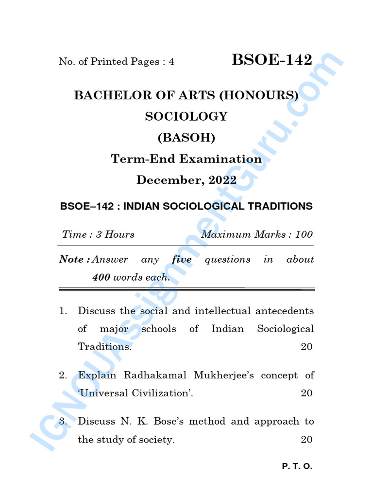 Dec - 2022 BSOE-142 | PDF | Liberal Arts Education