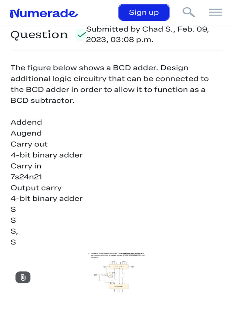 SOLVED The Figure Below Shows A BCD Adder. Design Additional Logic Circuitry That Can Be ...