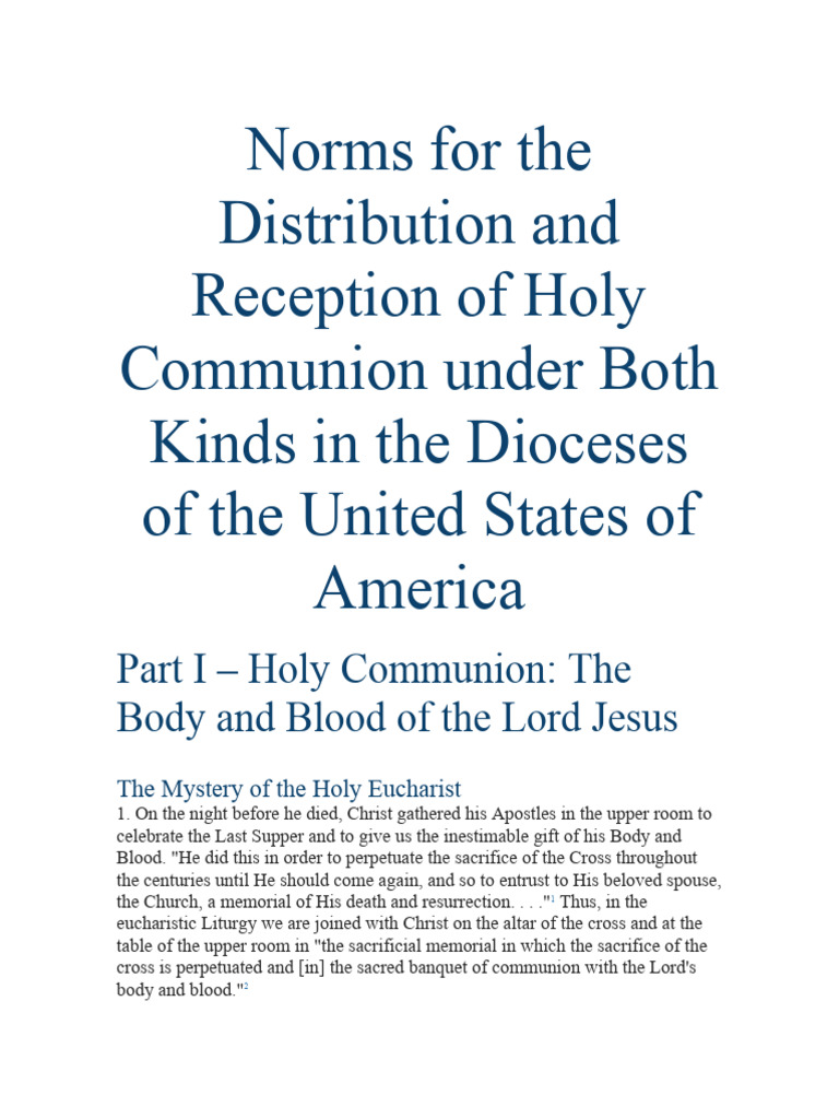 Norms For The Distribution and Reception of Holy Communion Under Both ...