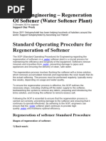 Regeneration of Softener Standard Procedure | PDF | Water | Salt