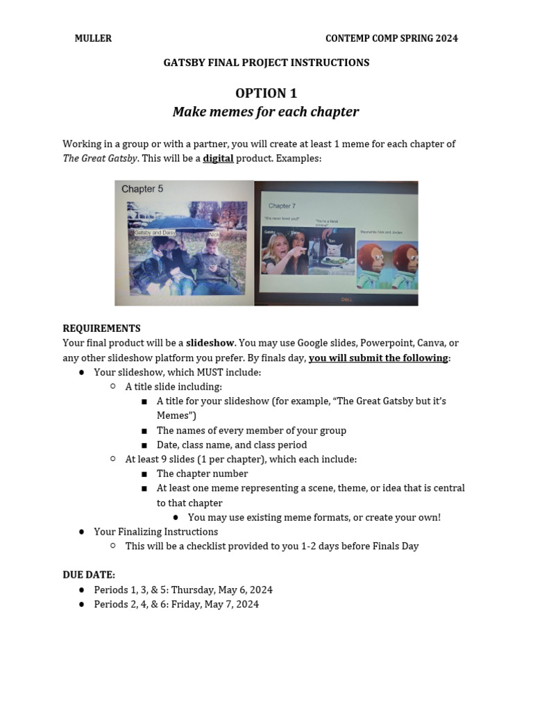 Gatsby Final Project - Instructions | PDF