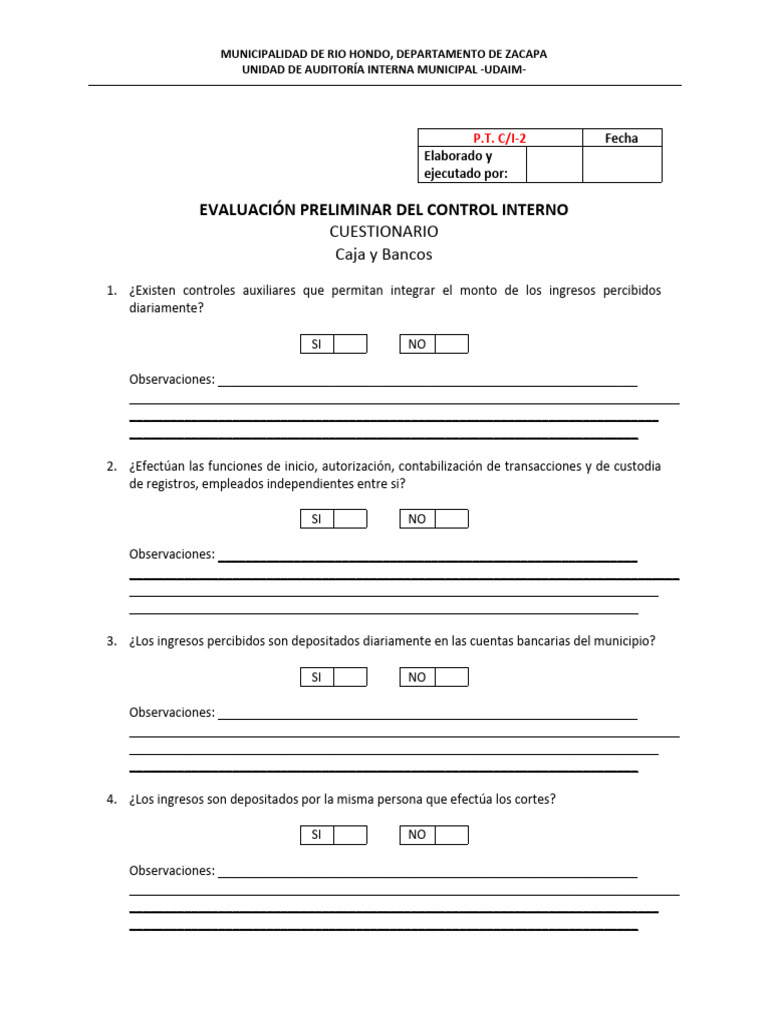 Cuest CI Caja y Bancos | PDF | Cheque