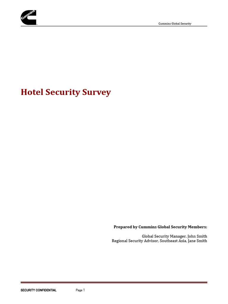 Hotel Security Survey Standard Template | PDF | Security Guard | Elevator
