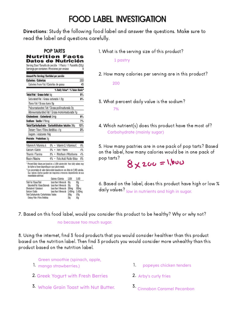 KAYLEE MENDOZA - Food Label Practice | PDF