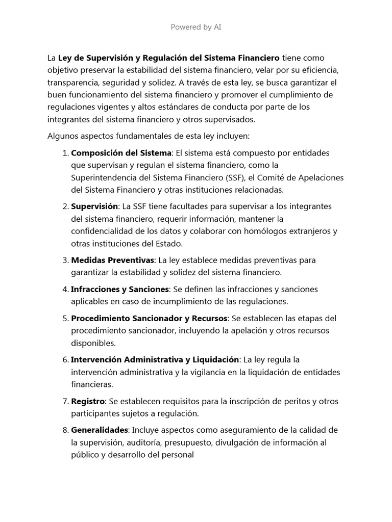Resumen de Ley de Supervision | PDF