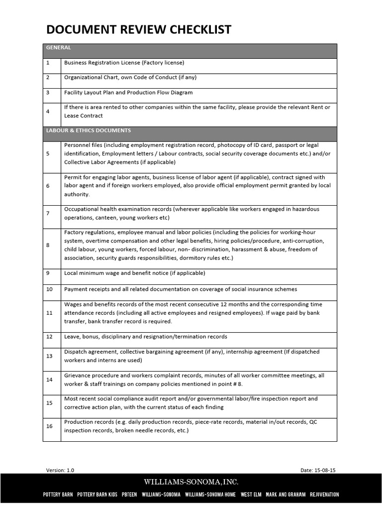 WSI Document Review Checklist (English) | PDF | Employment | Labour ...