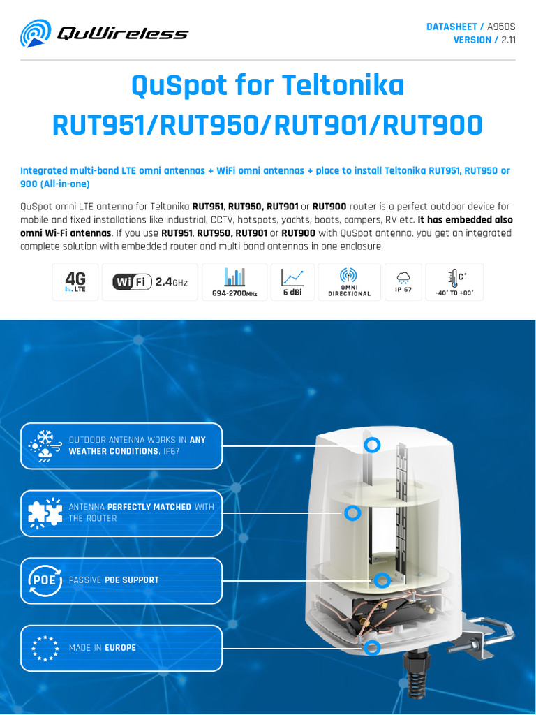 Datasheet QuSpot For Teltonika RUT951 RUT950 RUT901 RUT900 A950S v2.11 ...