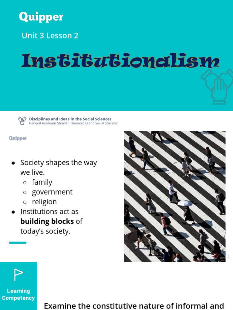 DISS-Unit-3-Lesson-2-Institutionalism | PDF | Institution | Society