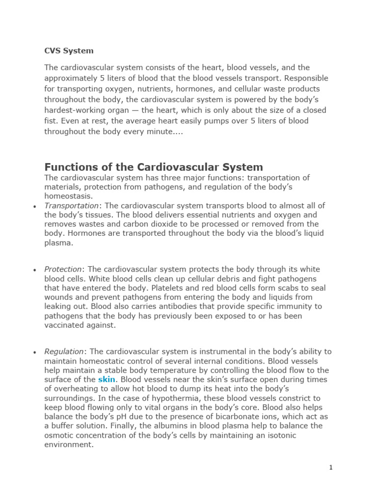 CVS 1 | PDF | Artery | Heart