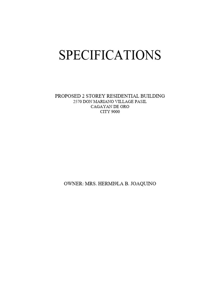 ARCHITECTURAL SPECIFICATIONS | PDF | Concrete | Plumbing