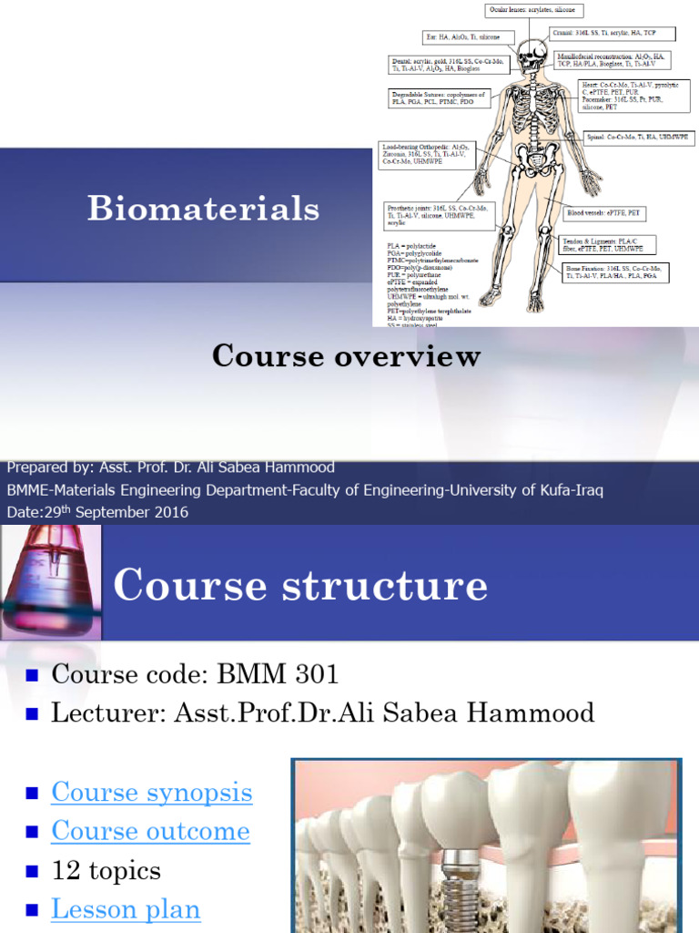 Bab 143 Bmme - Biomaterials Lecture 1 | PDF | Biomaterial | Implant ...
