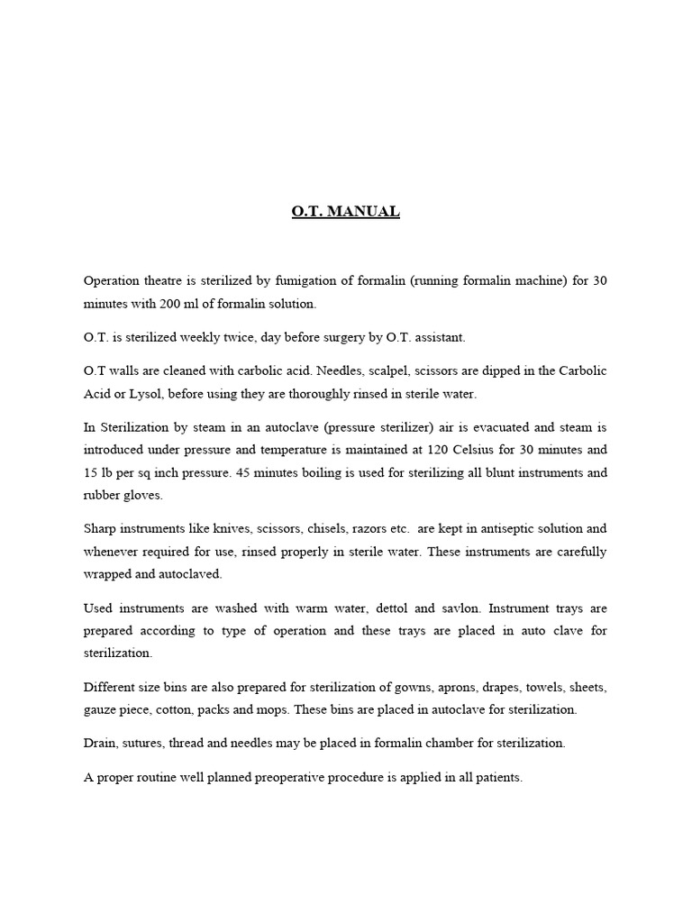 OT Manual | PDF | Abdomen | Surgery