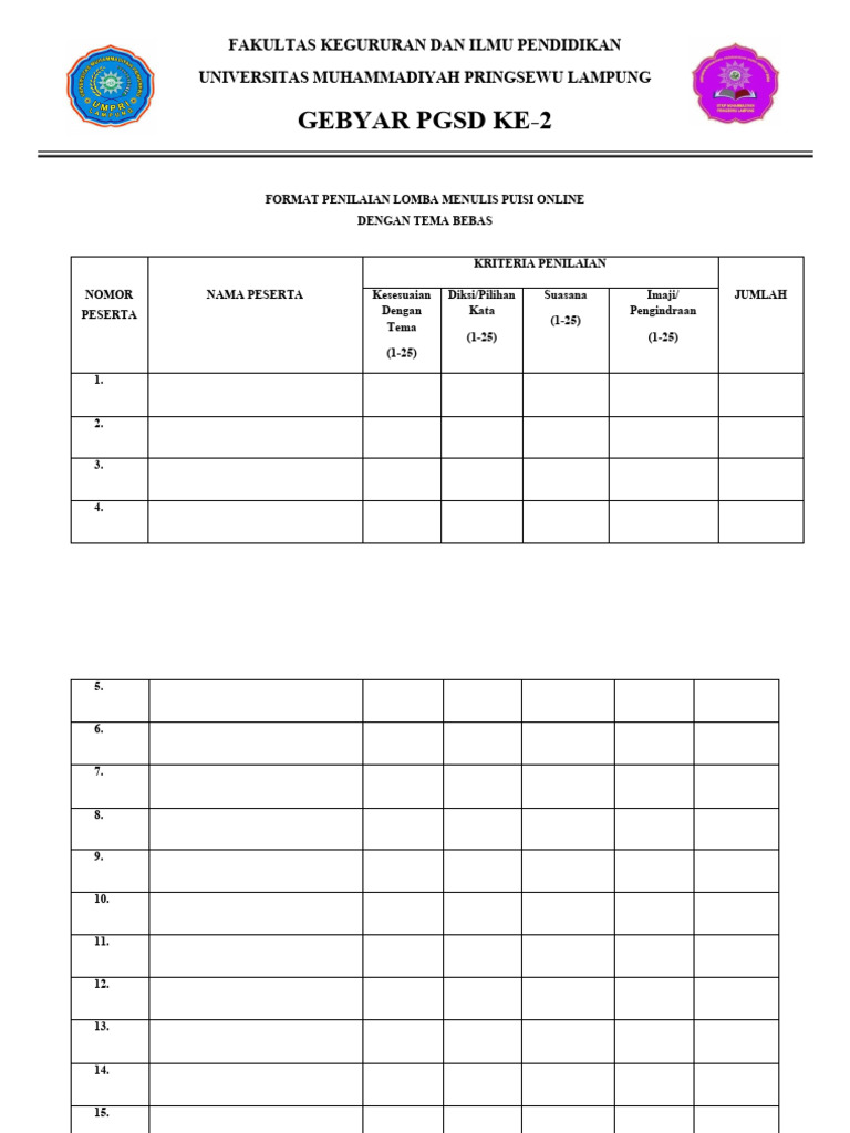 FORMAT PENILAIAN Menulis Puisi | PDF