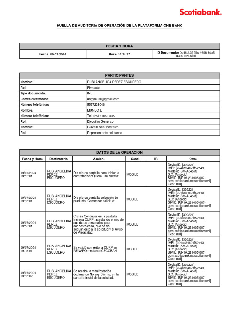 Auditoría de Operación One Bank 2024 | PDF
