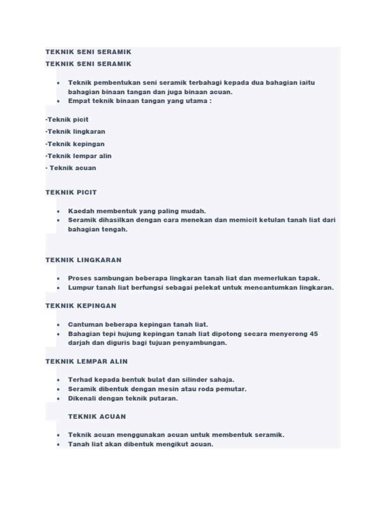 TEKNIK SENI SERAMIK | PDF