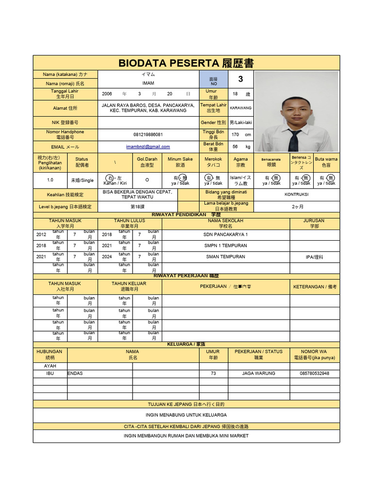 CV Okage Imam | PDF