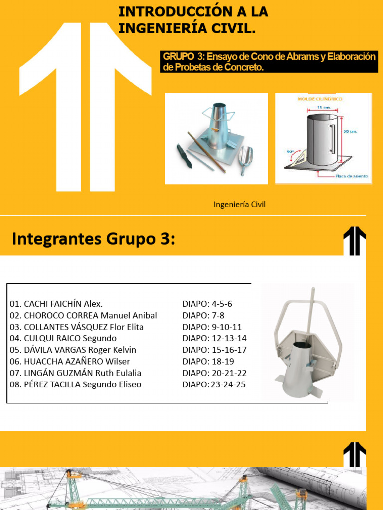 GRUPO 3: Ensayo de Cono de Abrams y Elaboración de Probetas de Concreto | PDF | Hormigón ...