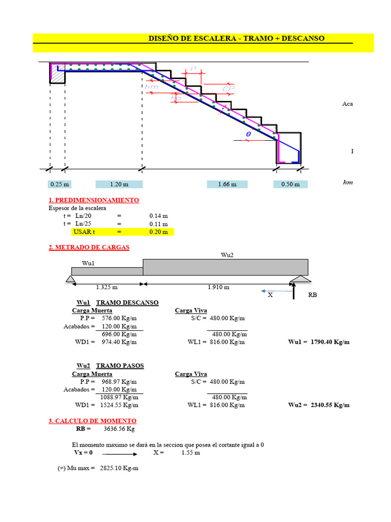 DISEÑO DE ESCALERA_BLOQUE D | Descargar gratis PDF | Ingeniería estructural | Ingeniería de ...