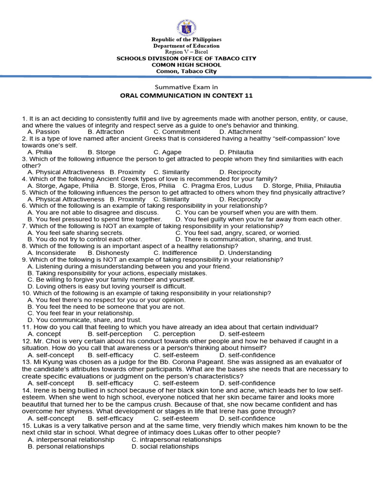 2nd Summative TEst in PerDev | PDF | Self Esteem | Interpersonal ... 2nd Summative TEst in PerDev | PDF | Self Esteem | Interpersonal ...