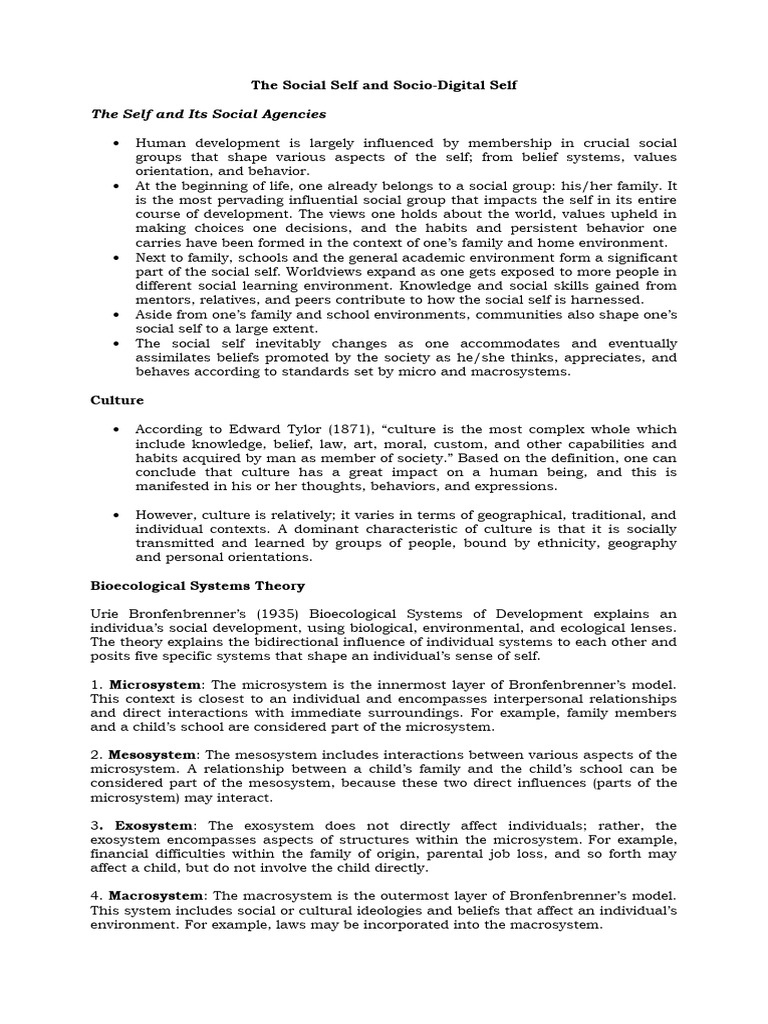 Social Self and Socio-Digital Self | PDF | Social Psychology | Behavioural Sciences