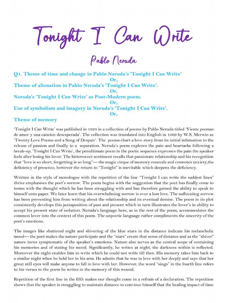 Tonight I Can Write.-1 | PDF