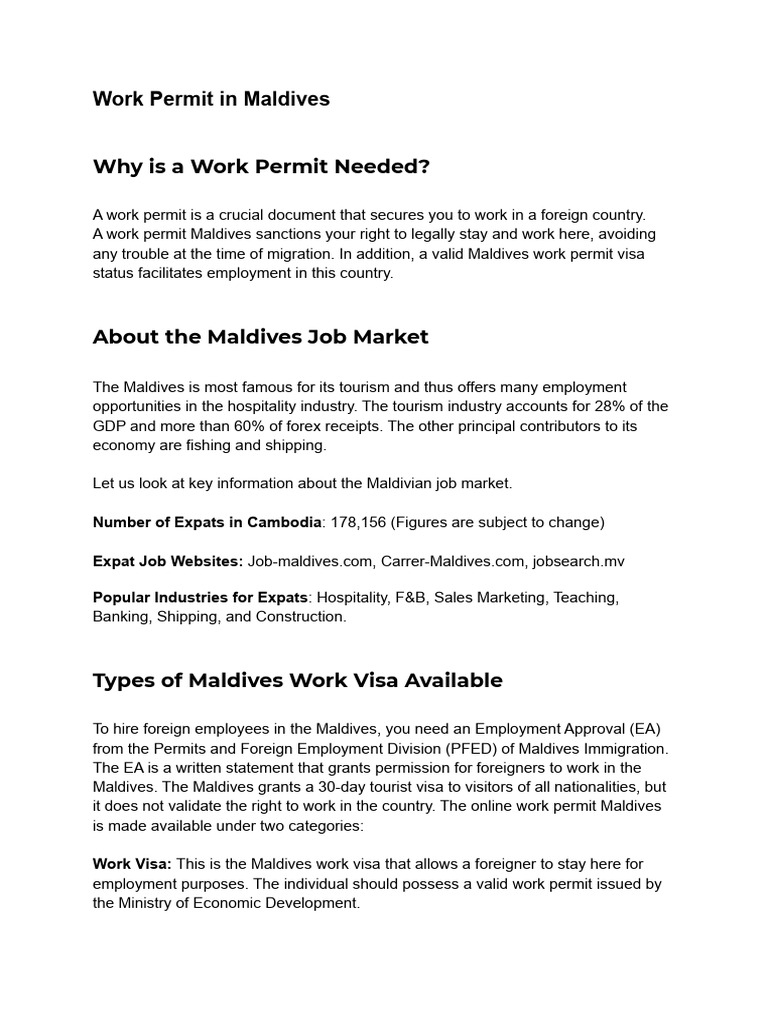 Maldives Work Permit Guide | PDF | Travel Visa | Passport