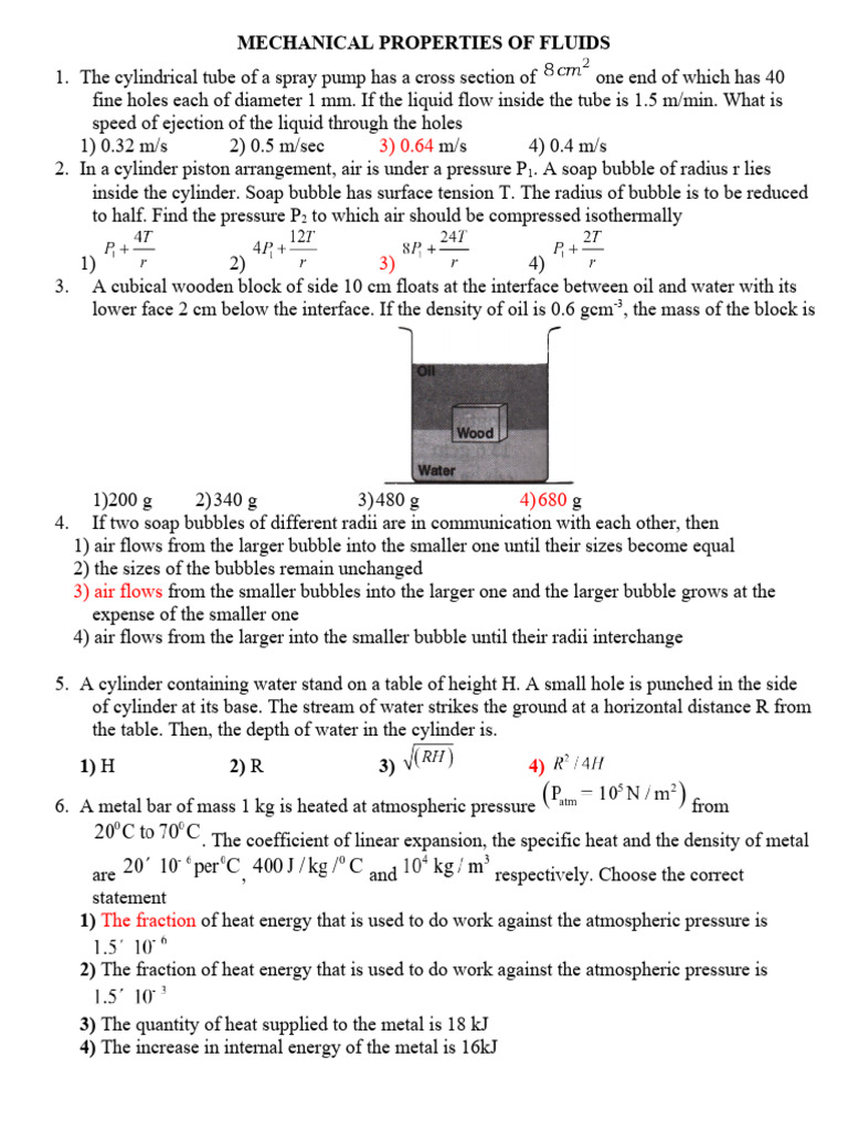 Mechanical Properties of Fluids | PDF | Density | Buoyancy