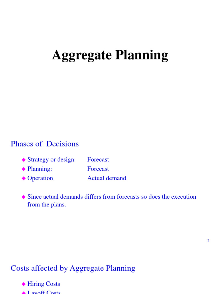 Topic - Aggregate Planning | PDF | Forecasting | Inventory