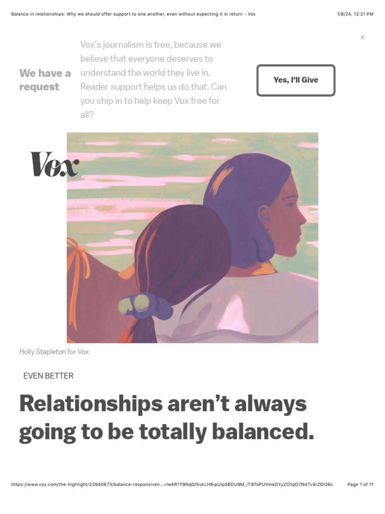Balance in Relationships - Why We Should Offer Support To One Another, Even Without Expecting It ...