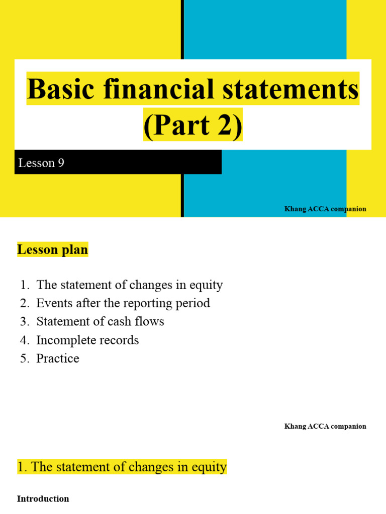 Basic Financial Statements (Part 2) | PDF | Cash Flow Statement ...