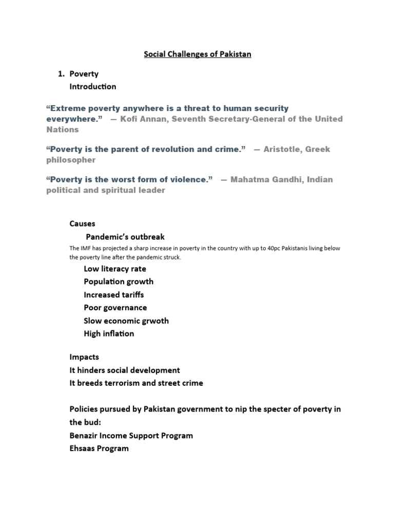 Social Challenges of Pakistan | PDF