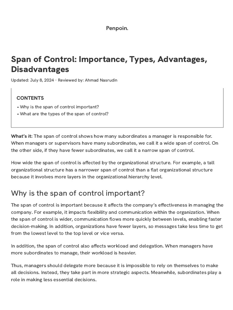 Span of Control: Key Insights | PDF | Organizational Structure | Job ...