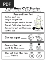 CVC Reading Comprehension | PDF | Animals And Humans