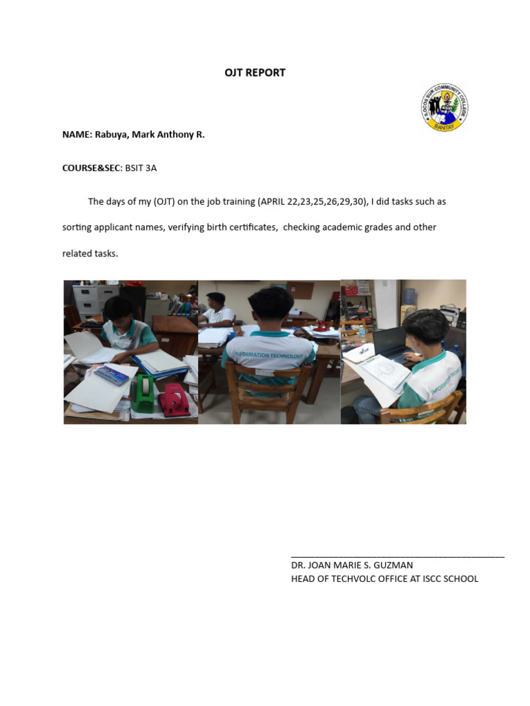 OJT Report: BSIT Students' Experiences | PDF | Career & Growth ...