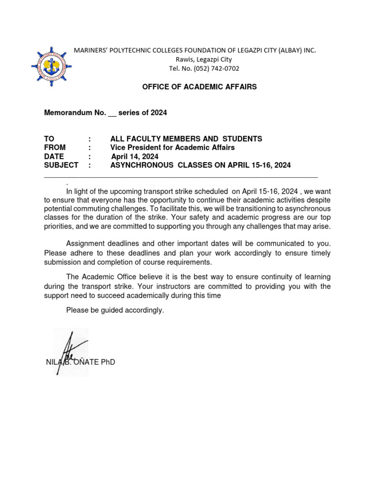 MEMO of VPAA | PDF | Finance & Money Management