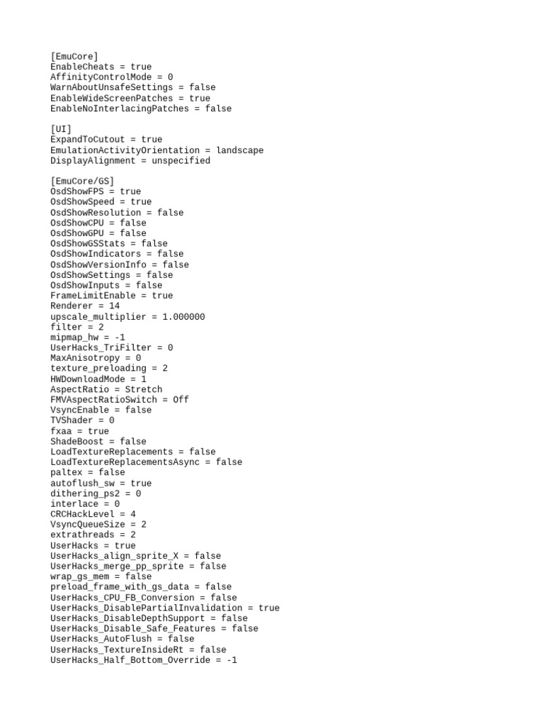 EmuCore Settings for PCSX2 Emulator | PDF | Computers
