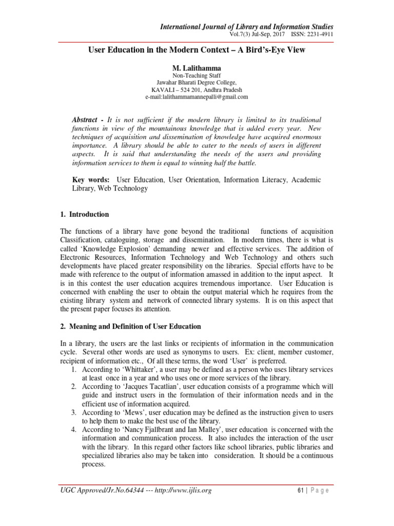 User Education in The Modern Context A Birdseye View | PDF | Libraries ...