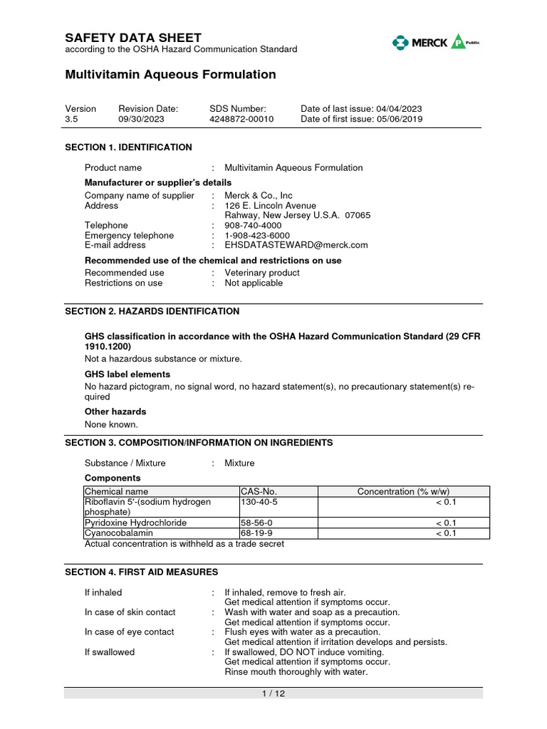 product_safety-data-sheets_ah-sds_Multivitamin Aqueous Formulation_AH ...
