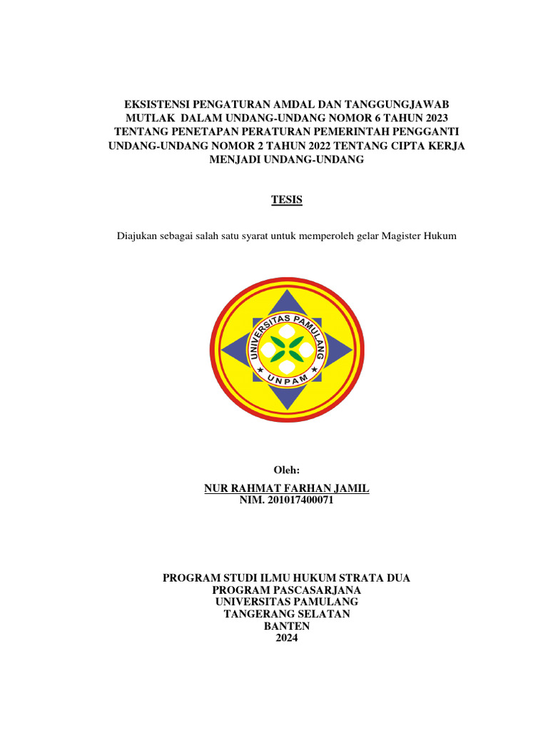 Cover Tesis NR Jamil Pasca Sidang | PDF | Sains & Matematika