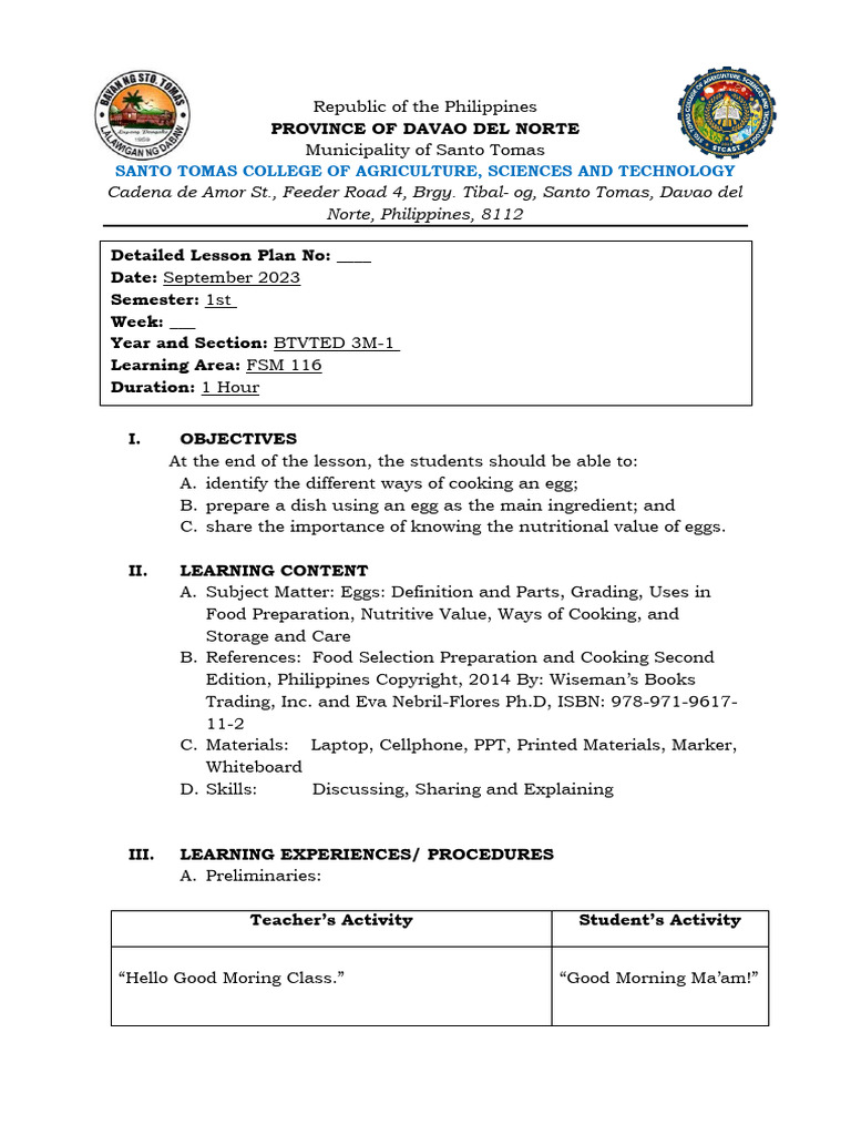 DETAILED-LESSON-PLAN-FSM-116-Final | PDF | Nutrients | Nutrition