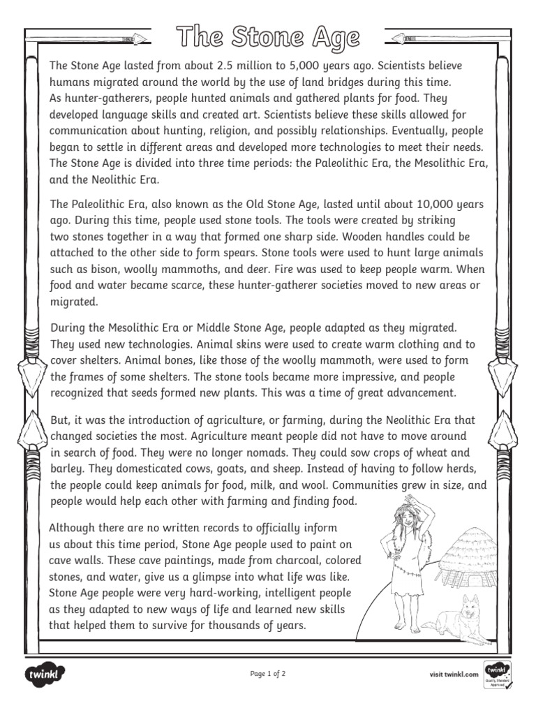 Grade Stone Age Reading Comprehension Activity | PDF | Paleolithic ...