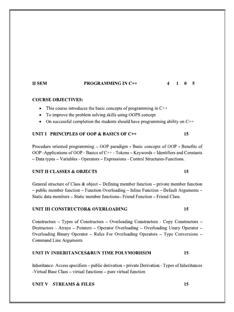 C++ Syllabus | PDF