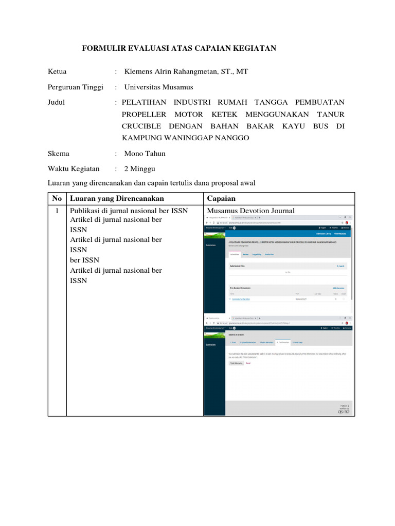 Borang-Capaian-Kegiatan Pengabdian Masyarakat | PDF