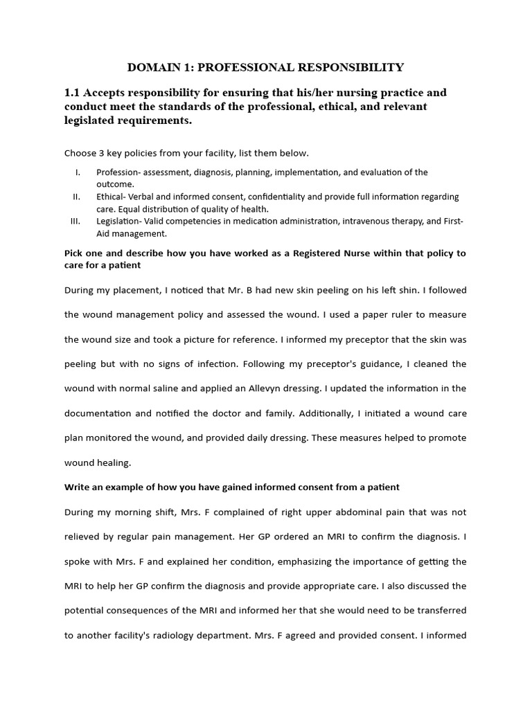Domain 1 | PDF | Nursing | Caregiver