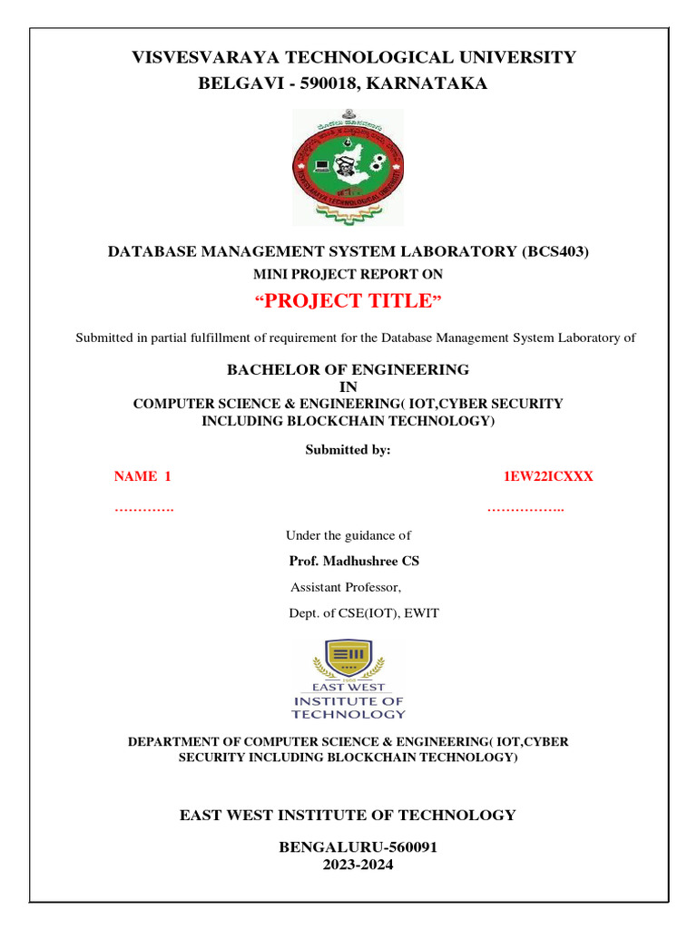 DBMS Miniproject Front Sheet | PDF | Computing | Information Technology